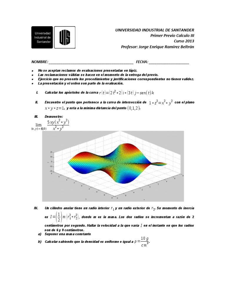 Primer Previo Calculo III | PDF