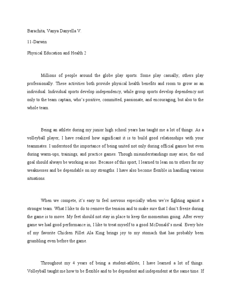 Sports Reflection Paper | PDF