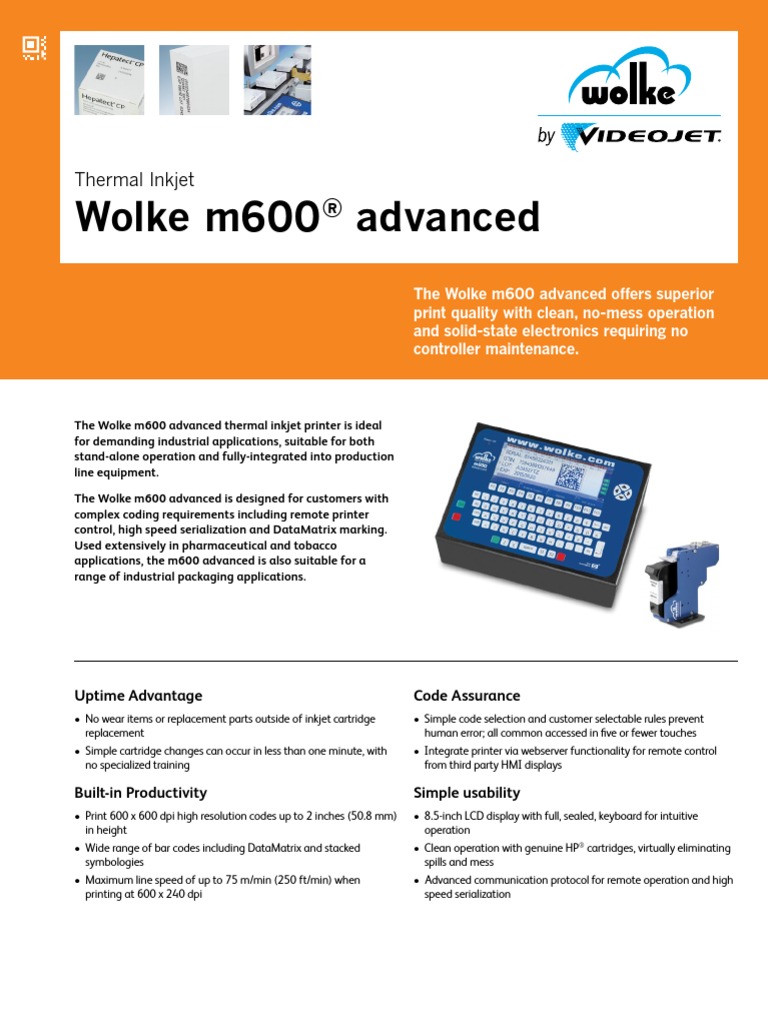 Wolke m600 Advanced: Thermal Inkjet | PDF | Printer (Computing ...