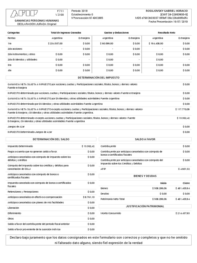 F.711 - DJ GPH PDF | PDF | Compartir (Finanzas) | Impuestos