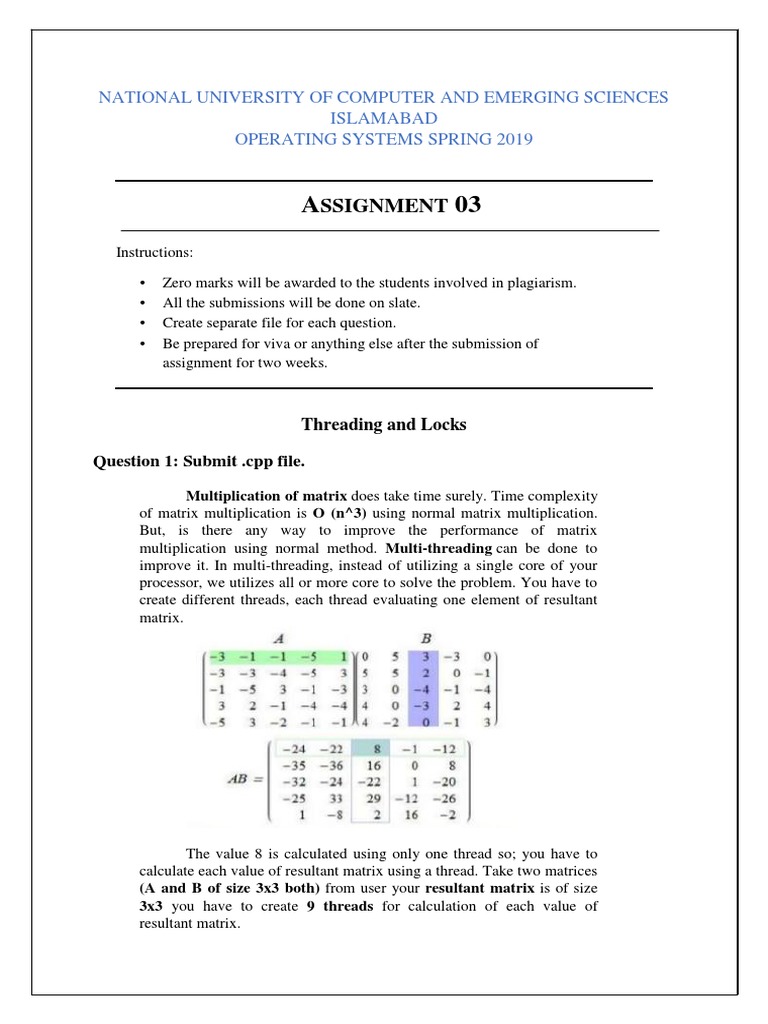 Assignment 3 | PDF | Thread (Computing) | Matrix (Mathematics)