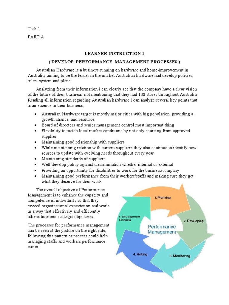 Learner Instruction 1 (Develop Performance Management Processes) | PDF | Goal | Sales