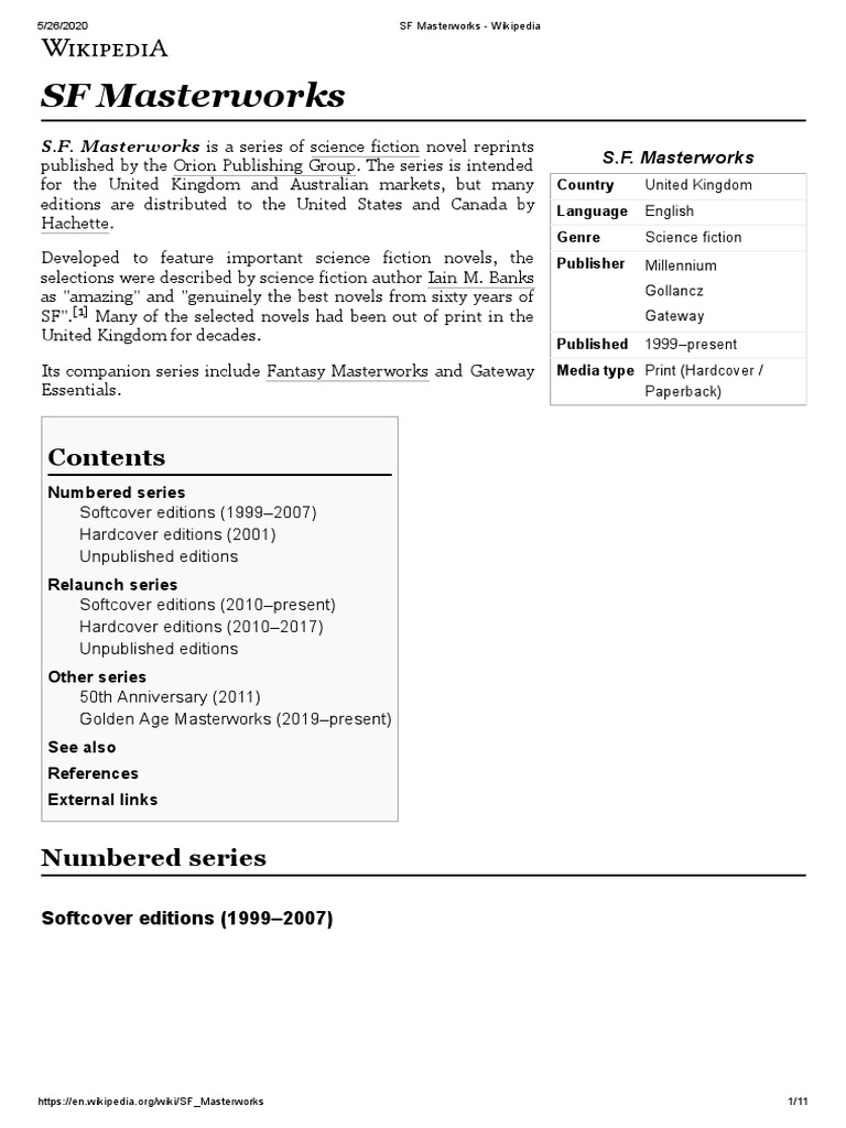 SF Masterworks - Wikipedia | Download Free PDF | Paperback | Science ...