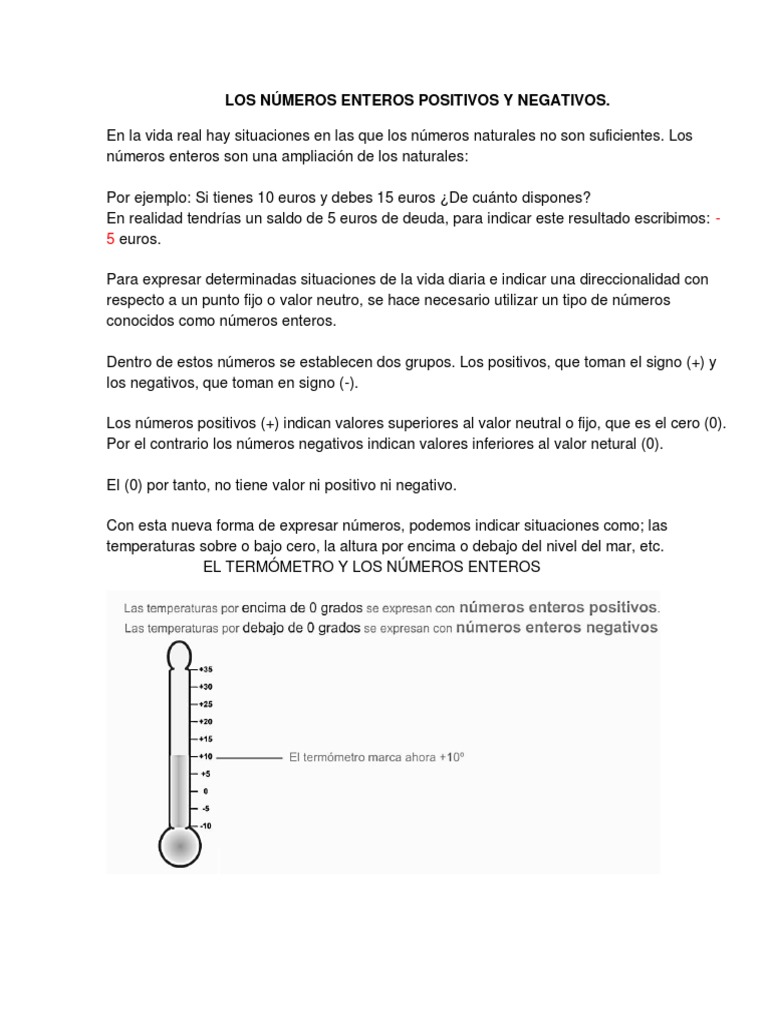 Hojas De Trabajo De Números Enteros Positivos Y Negativos Números