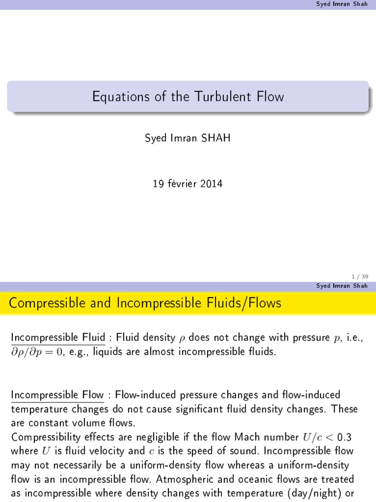 Equations of Turbulent Flows | PDF | Fluid Dynamics | Navier–Stokes ...