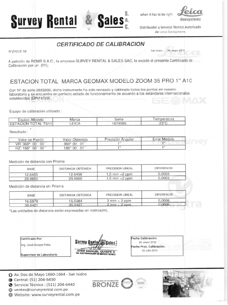 Calibración de Equipos Topograficos PDF | PDF