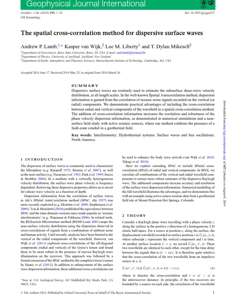 The Spatial Cross-Correlation Method For | PDF | Dispersion (Optics) | Waves