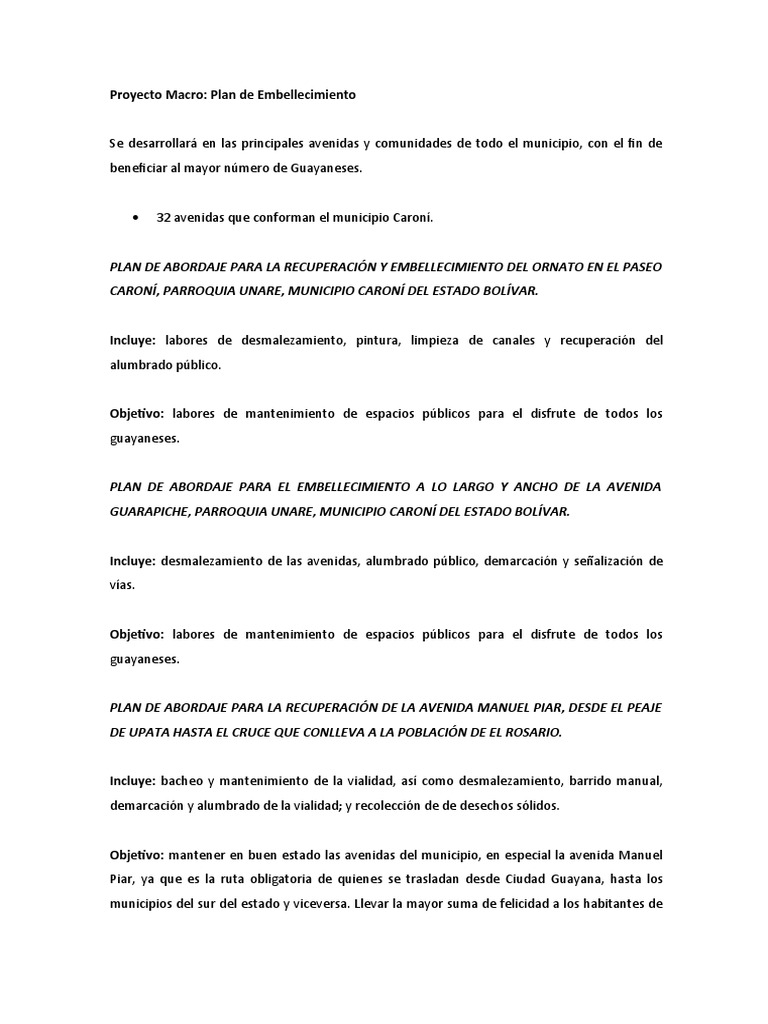 Titulos de Planes y Proyectos | PDF