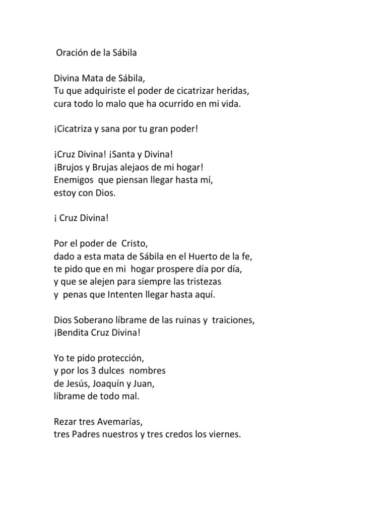 Oración De Protección Con Sábila Pdf Religión Y Espiritualidad