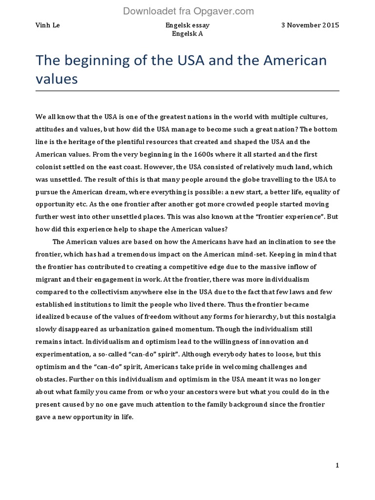 The Beginning of The USA and The American Values | PDF