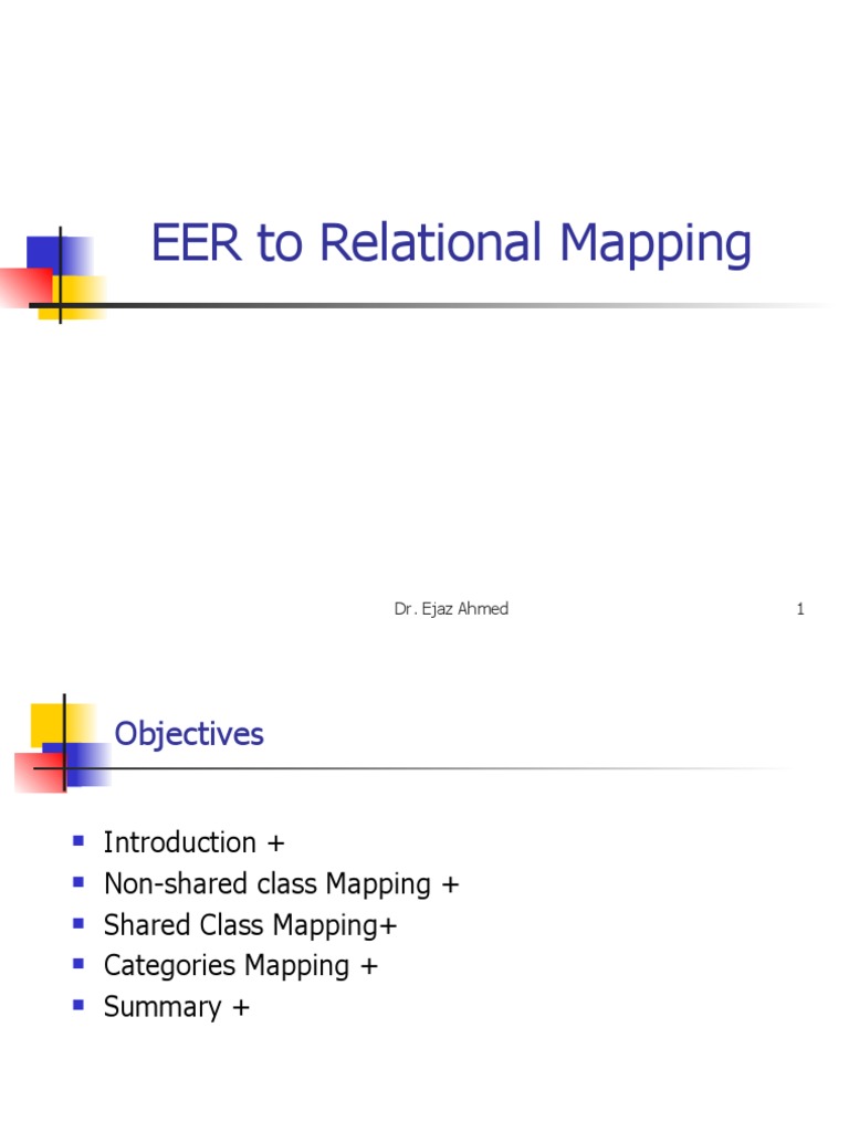 EER To Relational Mapping: Dr. Ejaz Ahmed 1 | PDF | Inheritance (Object Oriented Programming ...