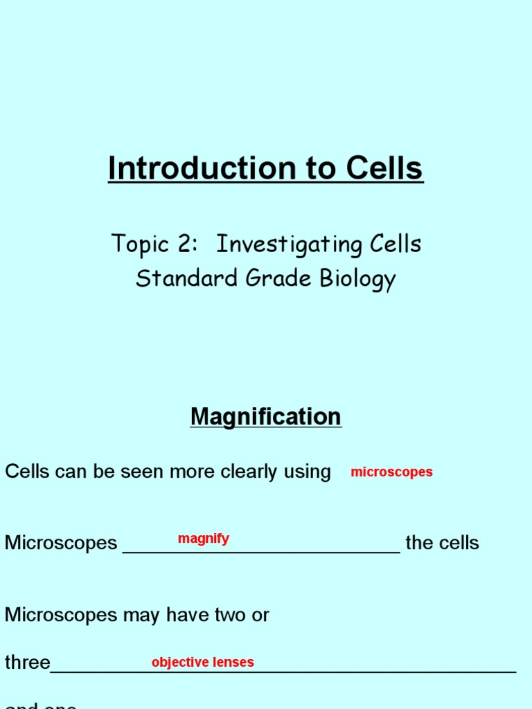 Introduction To Cells | PDF | Optics | Applied And Interdisciplinary ...