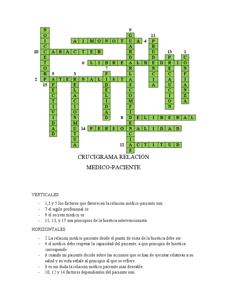 Relaciones médico-paciente: un crucigrama revelador | PDF