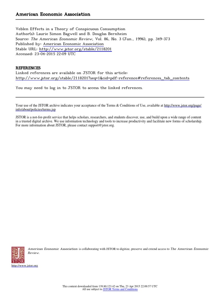 Laurie Simon Bagwell, B. Douglas Bernheim | PDF | Economic Equilibrium ...