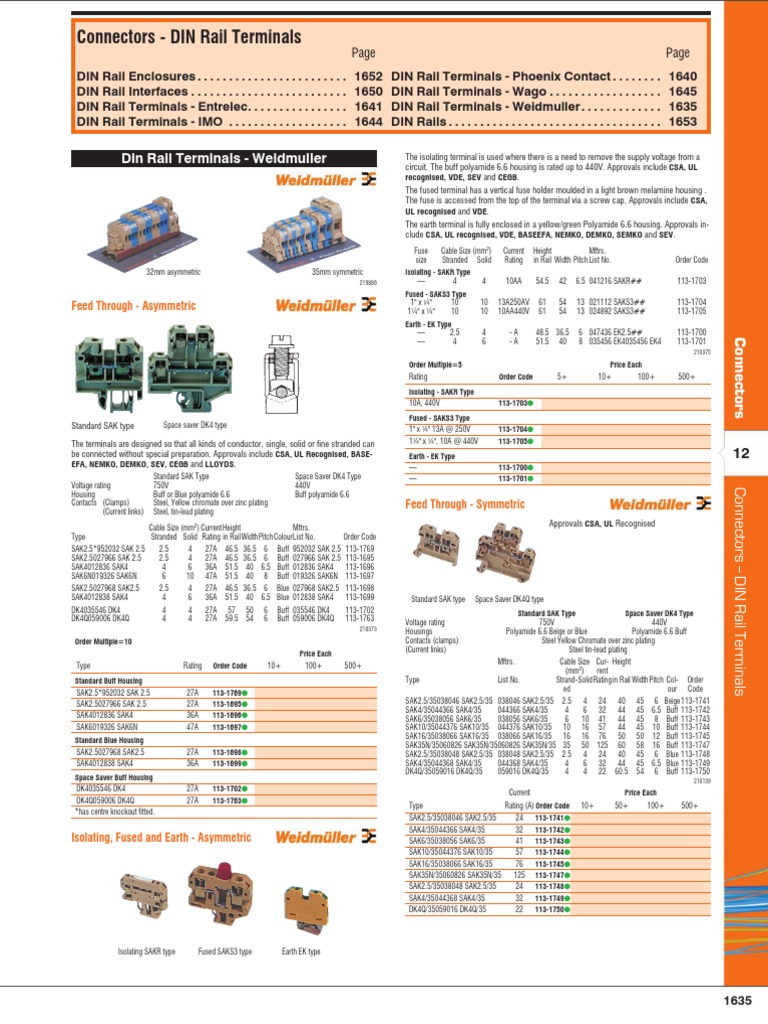 Farnell Weldmuller PDF | PDF | Fuse (Electrical) | Ac Power Plugs And Sockets