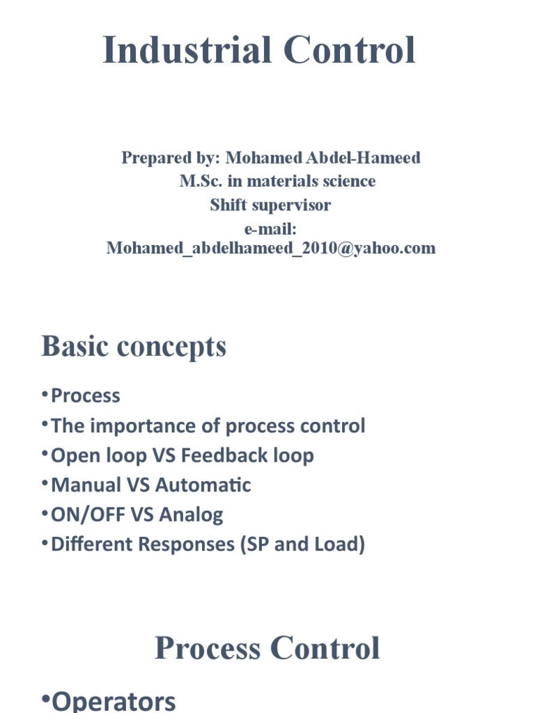 1 - Lect 1 Introduction To Industrial Control | PDF | Process Control ...
