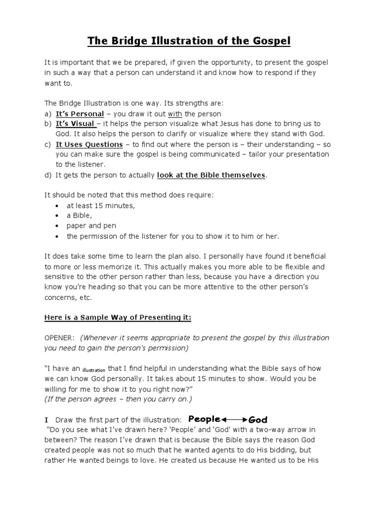 The Bridge Illustration of The Gospel: Here Is A Sample Way of ...