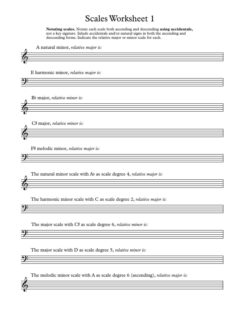Scales Worksheet 1 PDF | PDF