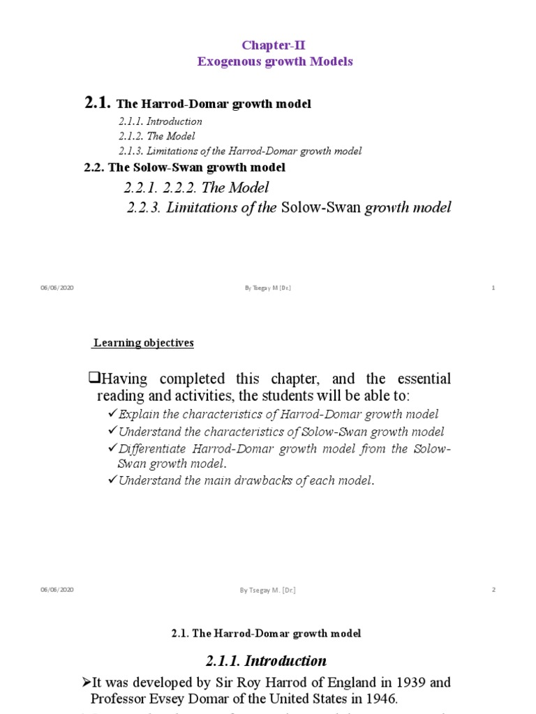 Understanding the Fundamentals of Exogenous Growth Models: An Analysis ...