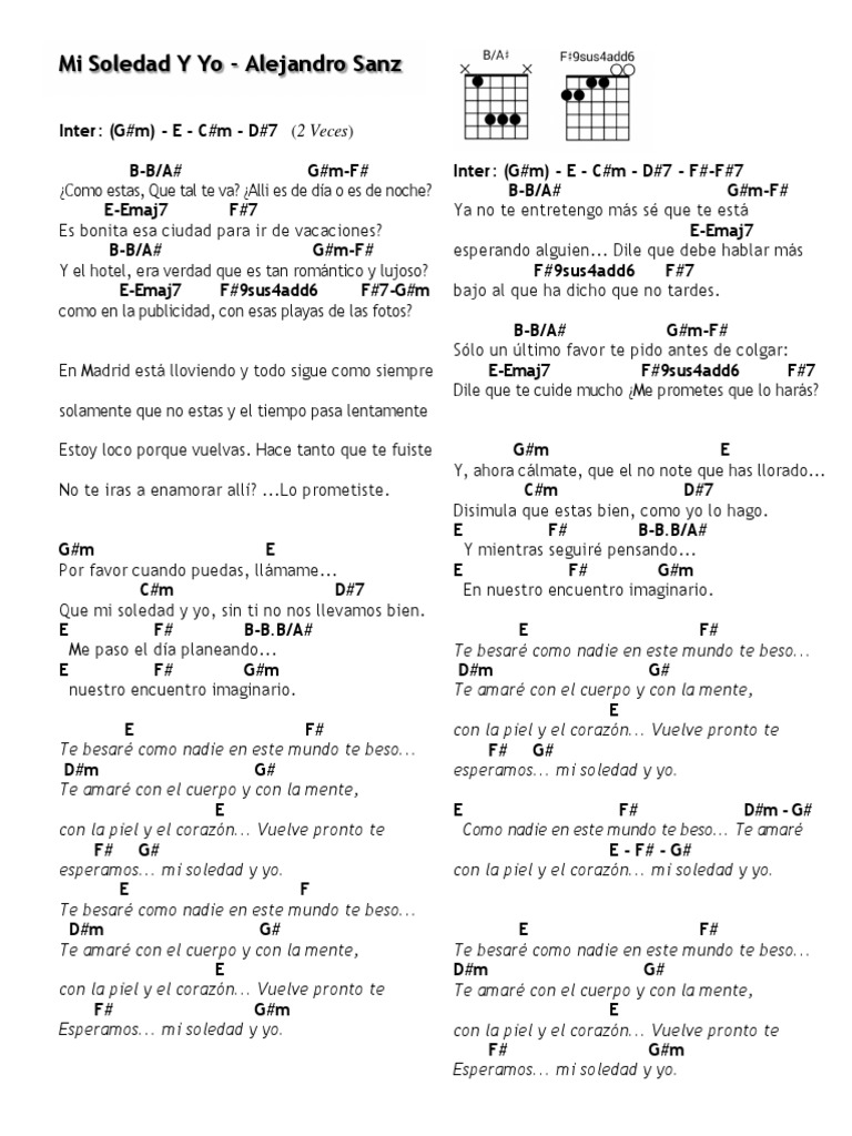 Acordes y letra: Mi Soledad y Yo | PDF | Entretenimiento (general)