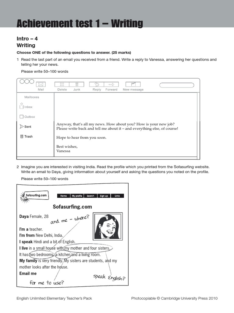 Achievement Test 1 Writing | PDF