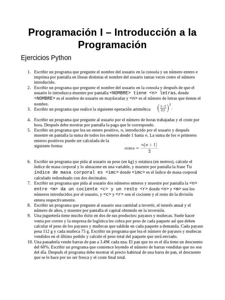Ejercicios Python | PDF | Enseñanza de matemática | Business