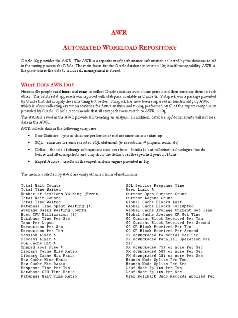 AWR | PDF | Oracle Database | Information Retrieval
