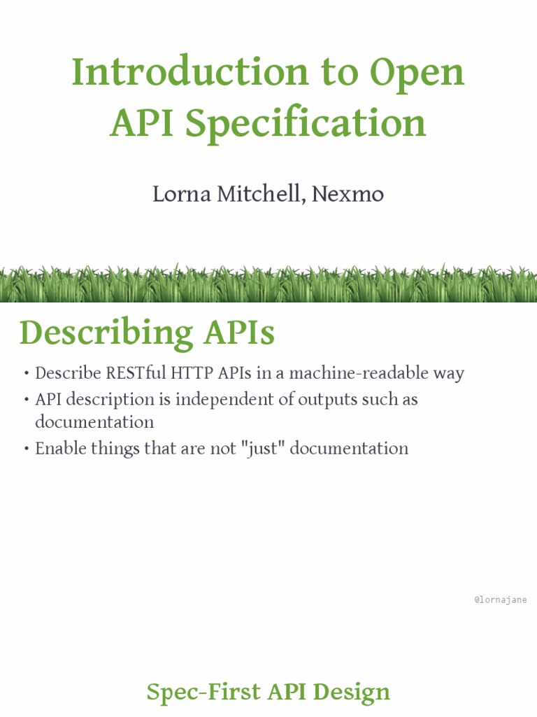 Introduction To Open API Specification: Lorna Mitchell, Nexmo | PDF ...
