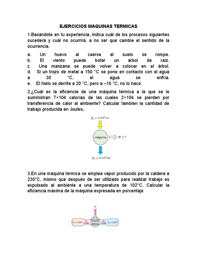 Ejercicios Maquinas Termicas | PDF | Temperatura | Calor