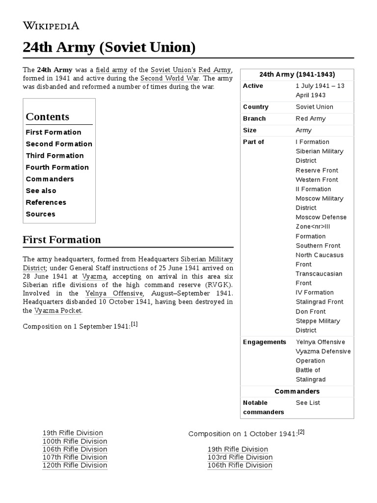 24th Army (Soviet Union) | PDF | Regiment | Division (Military)