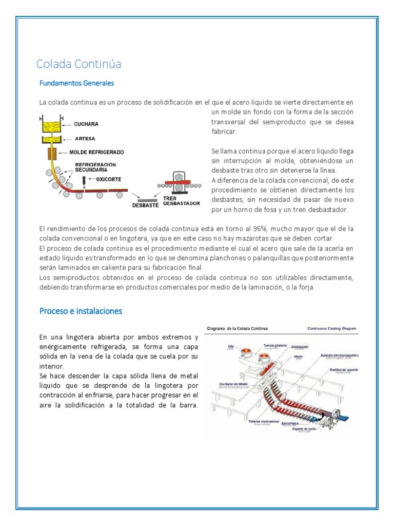 Proceso de Colada Continua de Acero | PDF | Fundición (metalurgia) | Acero