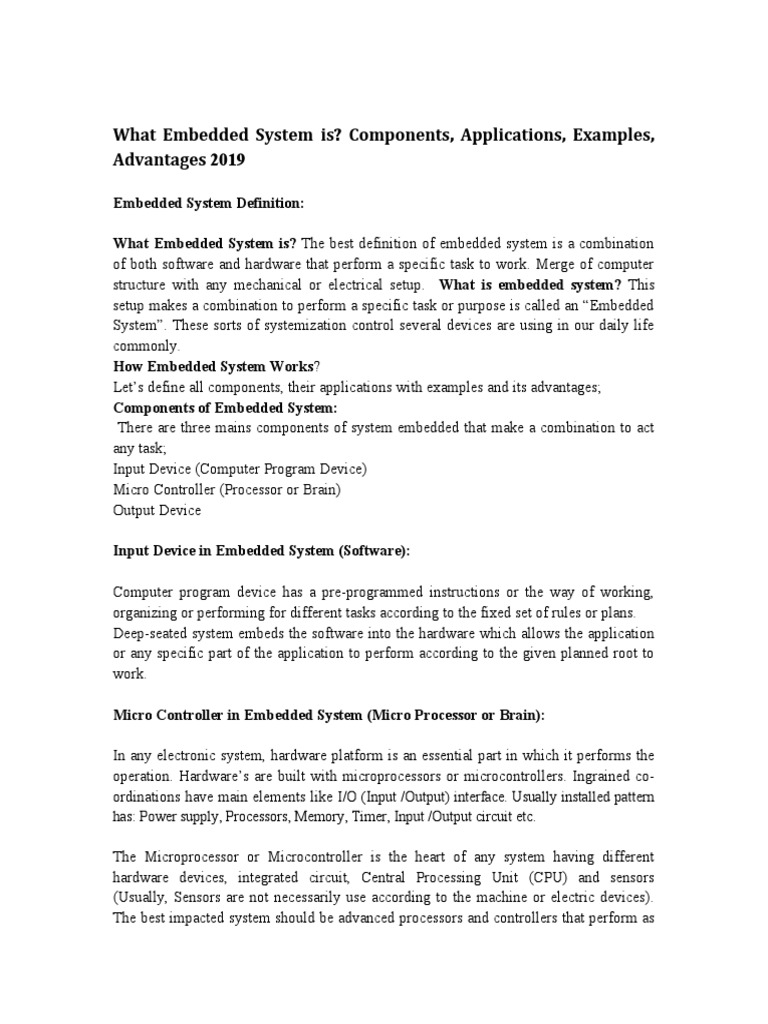 An Overview of Embedded Systems: Components, Applications, Advantages ...