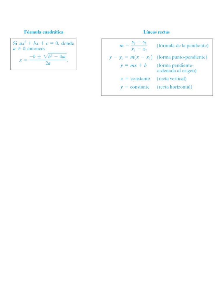 Fórmulas Matemáticas Básicas | PDF