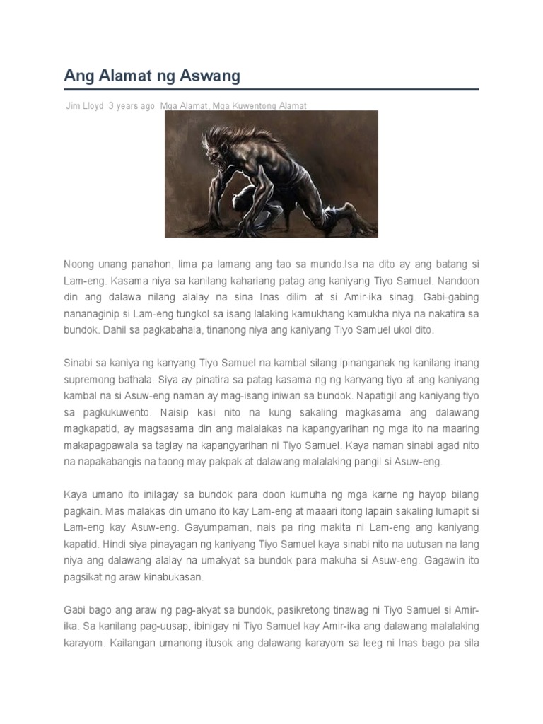 Ang Alamat NG Aswang | PDF