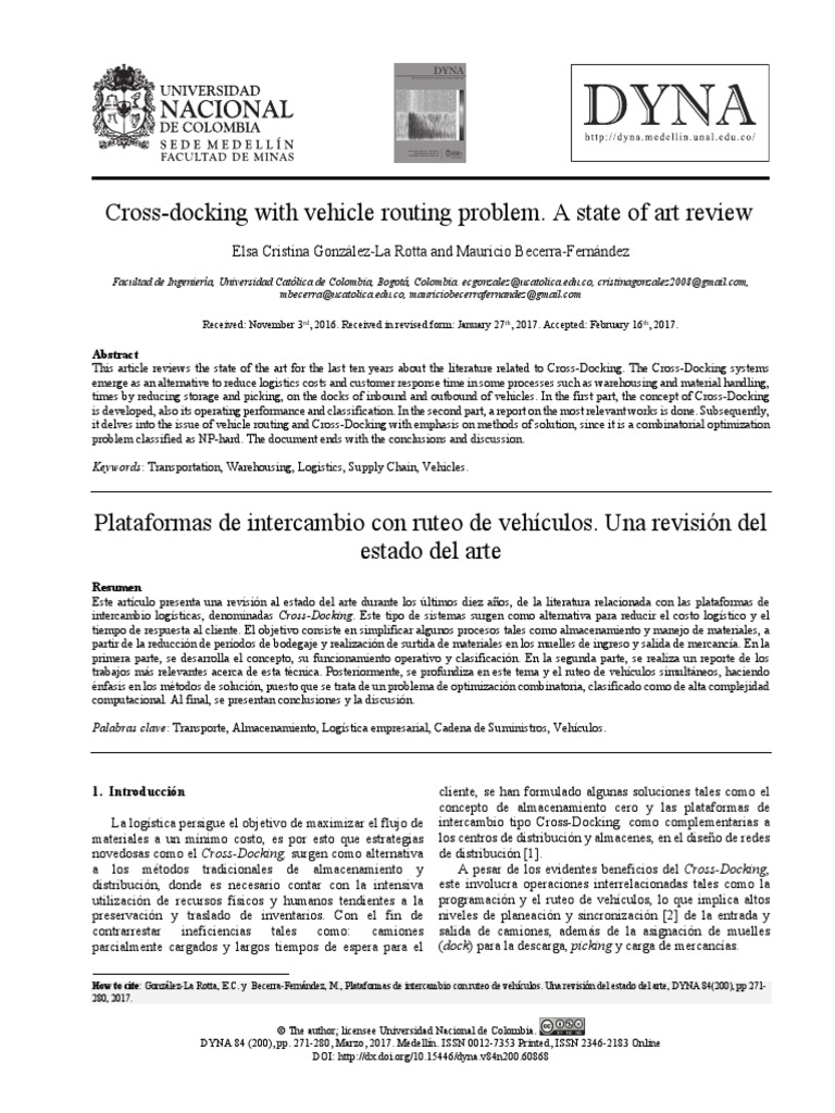 Cross-Docking With Vehicle Routing Problem. A State of Art Review | PDF ...