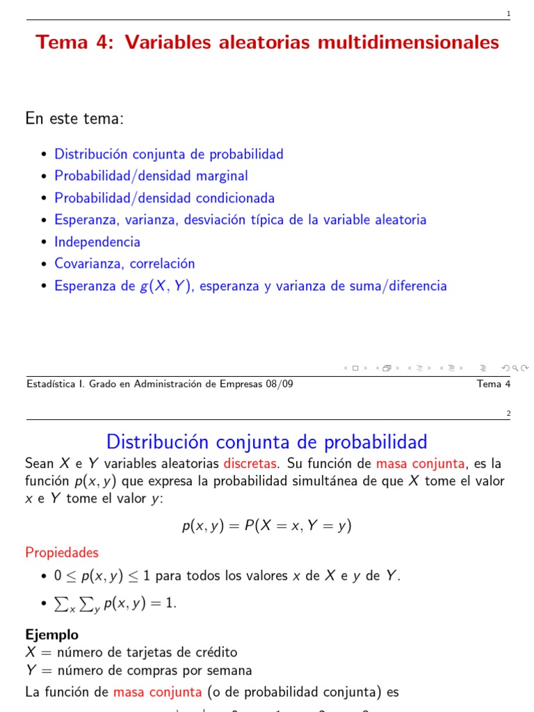 Variables Multidimensionales | PDF | Variable aleatoria | Correlación y dependencia