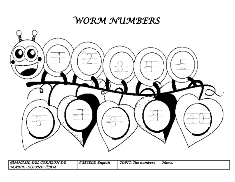 Worm Numbers: Gimnasio Del Corazón de Maria - Second Term SUBJECT ...