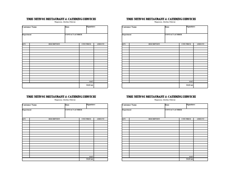 Charge Slip Template for Catering Services | PDF