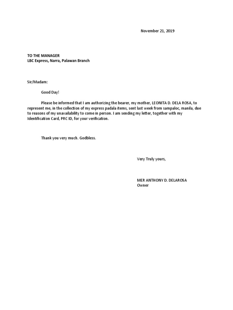 Authorization for Parcel Pickup | PDF