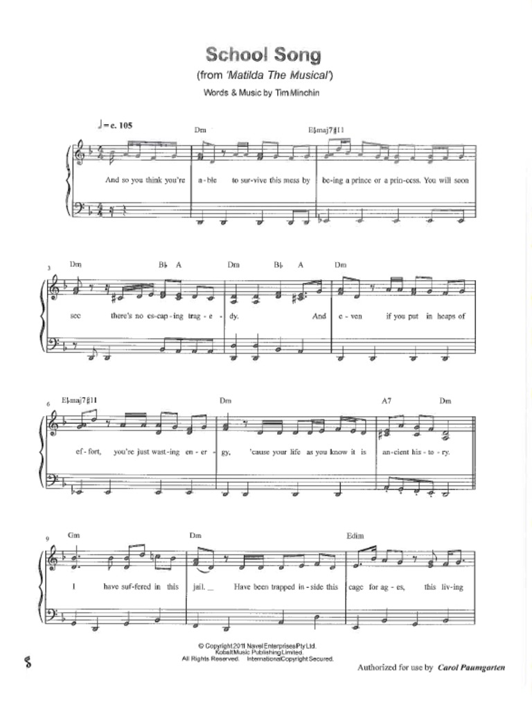 School Song From Matilda The Musical | PDF