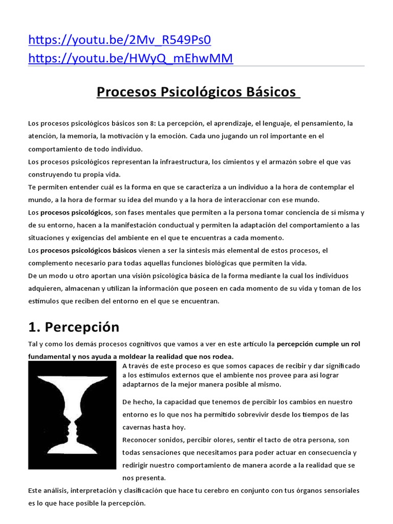 Procesos Psicologicos Basicos | PDF | Las emociones | Percepción