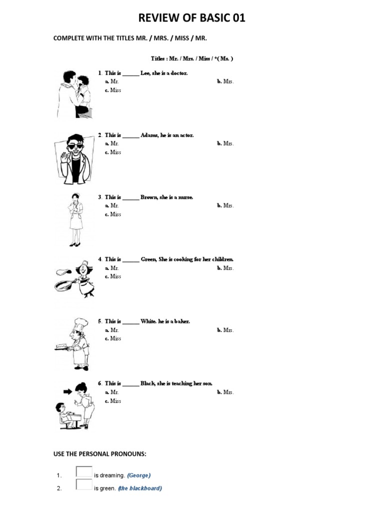 Review of Basic 01: Complete With The Titles Mr. / Mrs. / Miss / MR | PDF