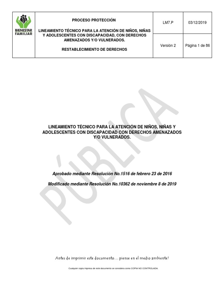 lm7.p Lineamiento Tecnico para La Atencion de Ninos Ninas y ... lm7.p Lineamiento Tecnico para La Atencion de Ninos Ninas y ...
