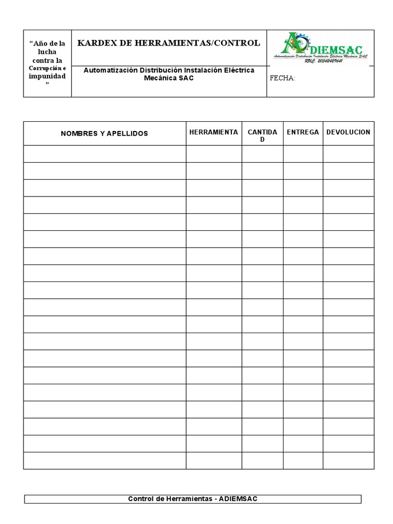 Control de Herramientas | PDF