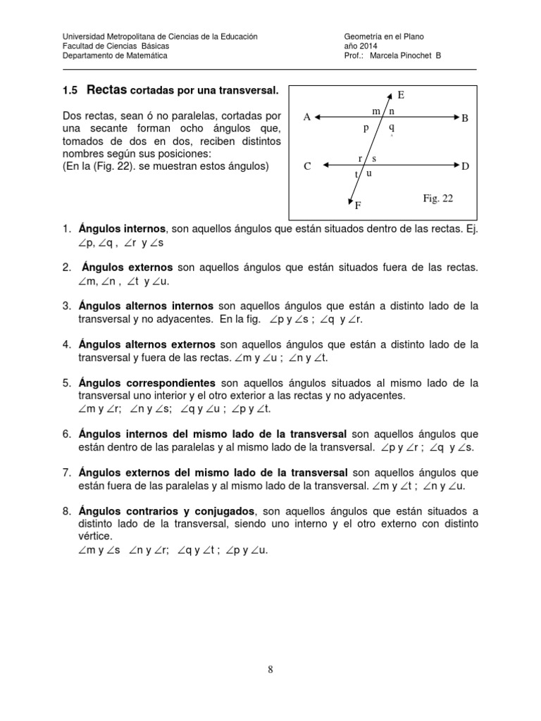 Rectas Cortadas Por Una Transversal | PDF | Perpendicular | Geometria clasica