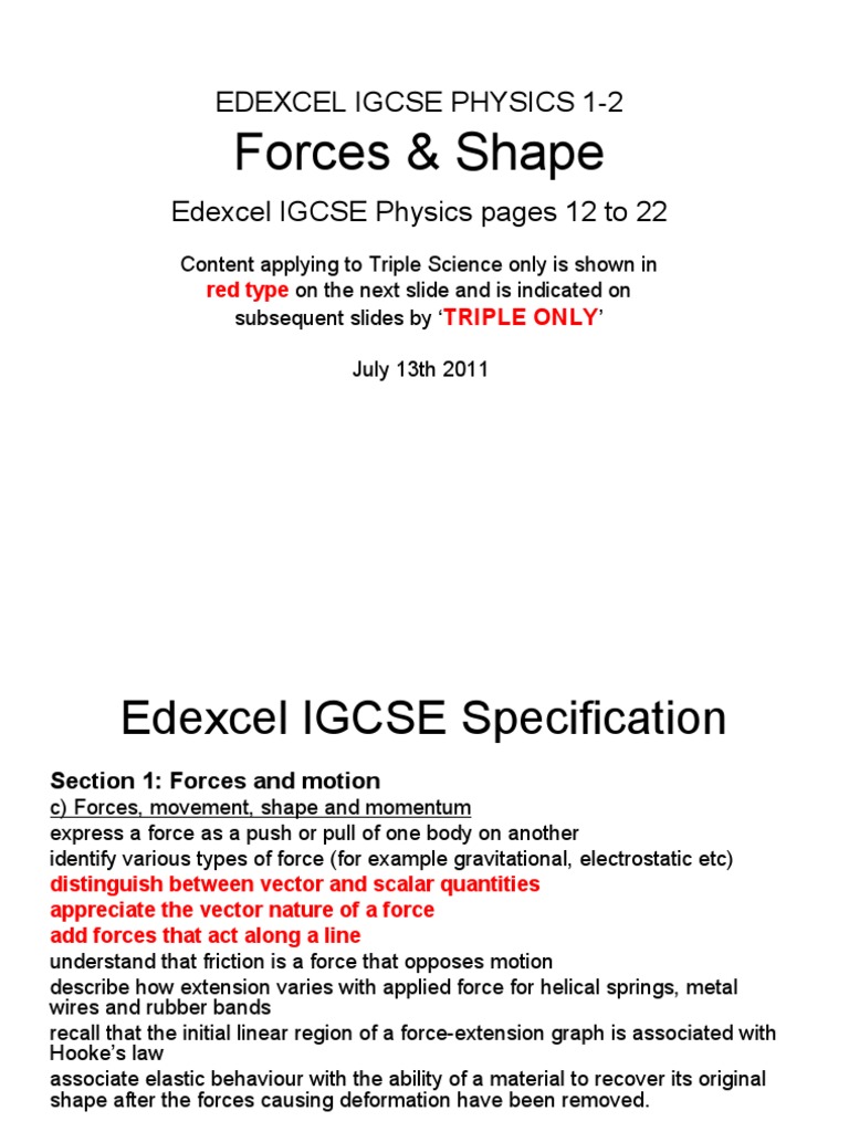 Forces & Shape: Edexcel Igcse Physics 1-2 | PDF | Buoyancy | Force