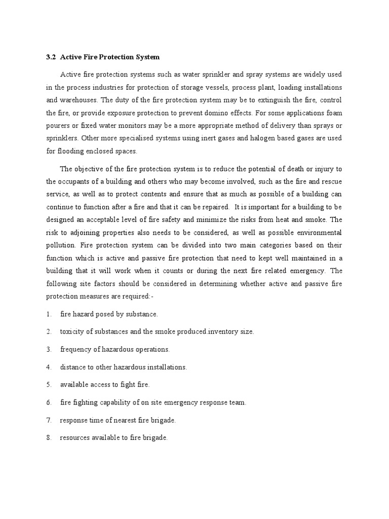 3.2 Active Fire Protection System | PDF | Fire Sprinkler System ...