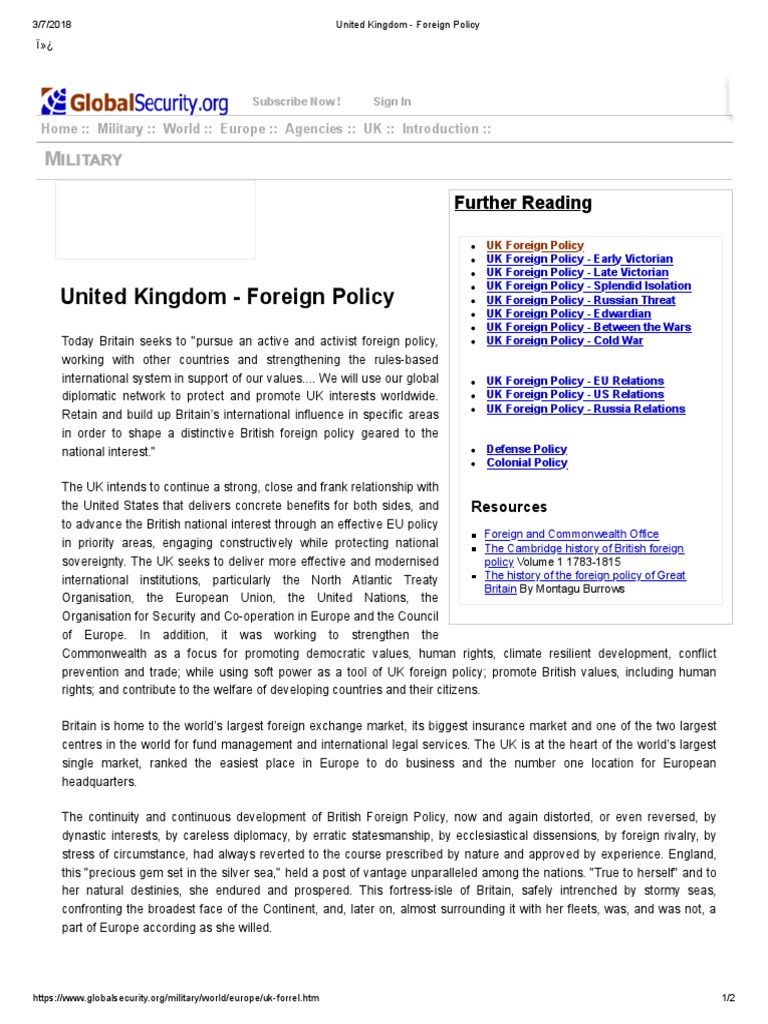 United Kingdom - Foreign Policy | PDF | United Kingdom | British Empire