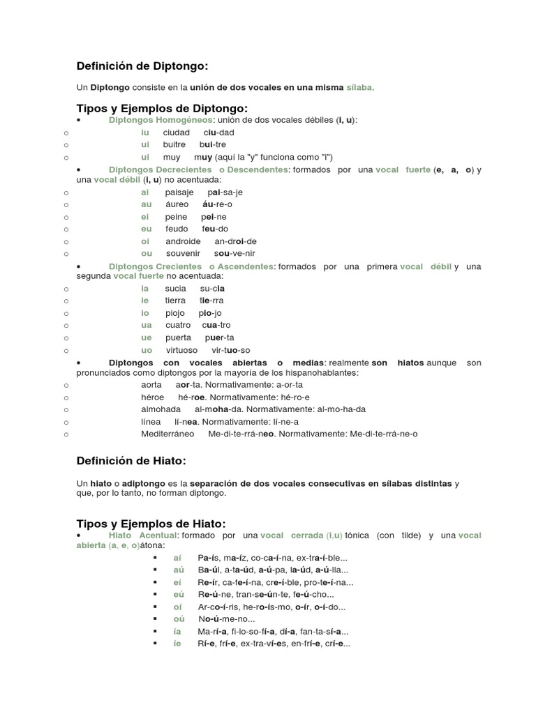 Definición de Diptongo | PDF | Fonética | Lingüística