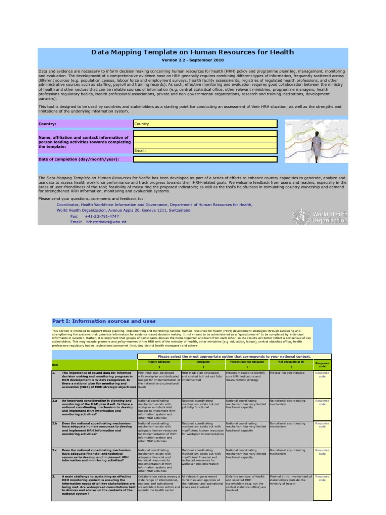 HRH Data Mapping Template | PDF | Health Human Resources | Health ...